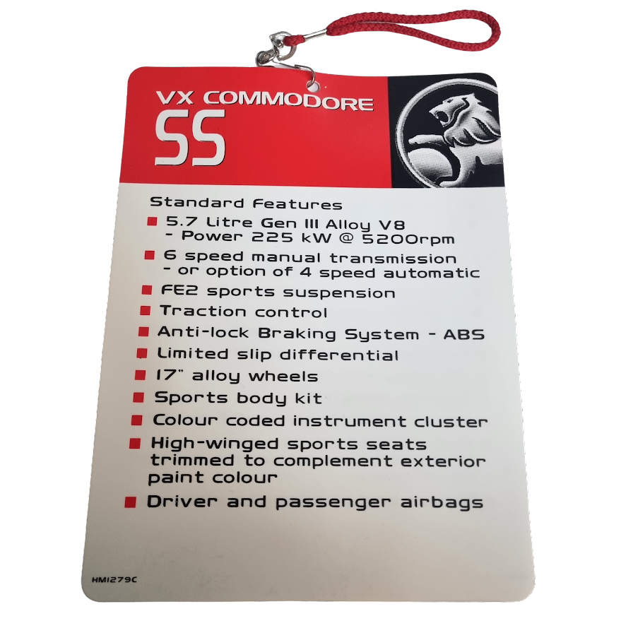 New Holden Commodore VX SS Mirror Dangler Hanger Dealership Showroom ...