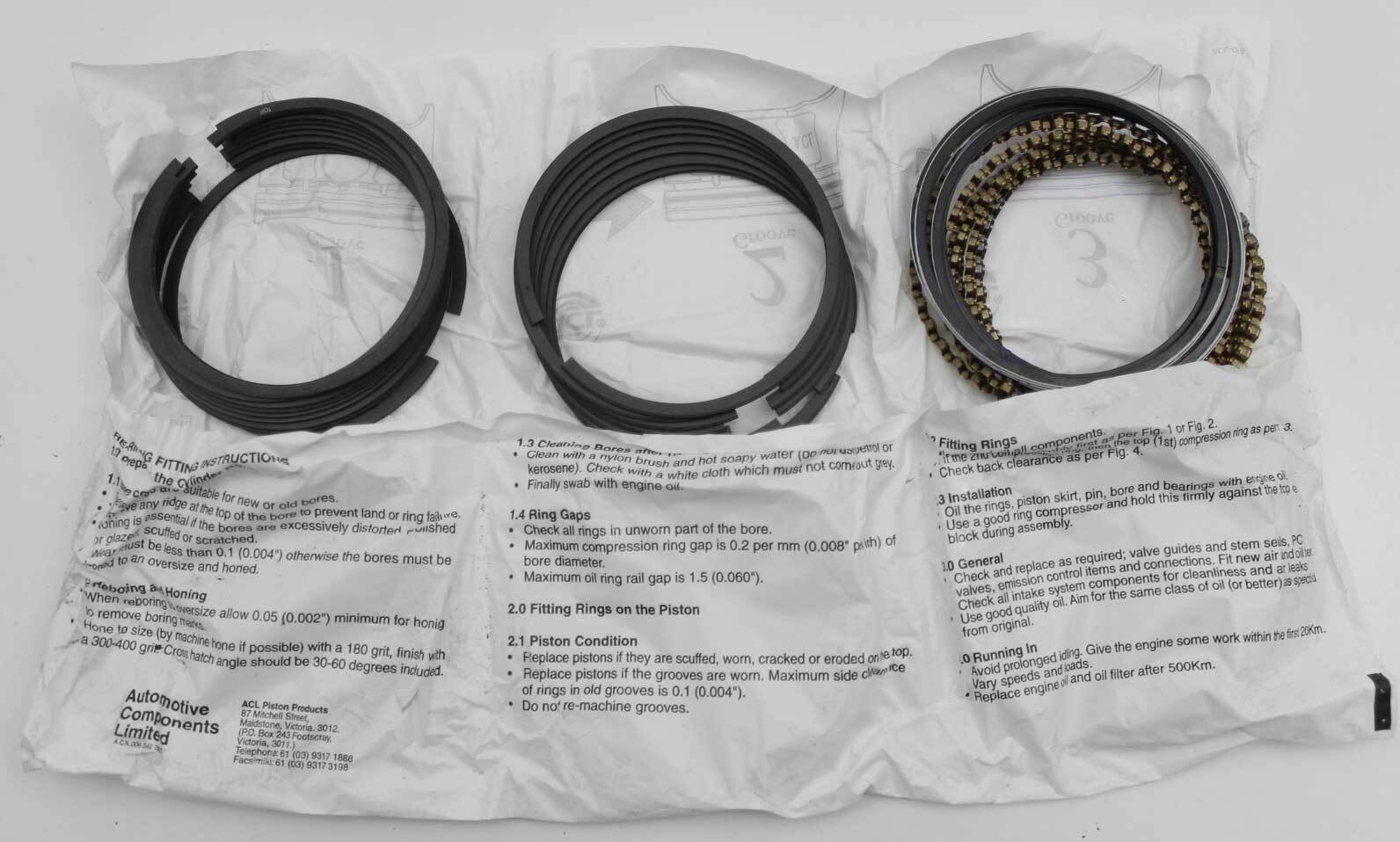 New ACL Holden Ford Chrysler Proseal Piston Rings PS1561-STD Engine Rebuild