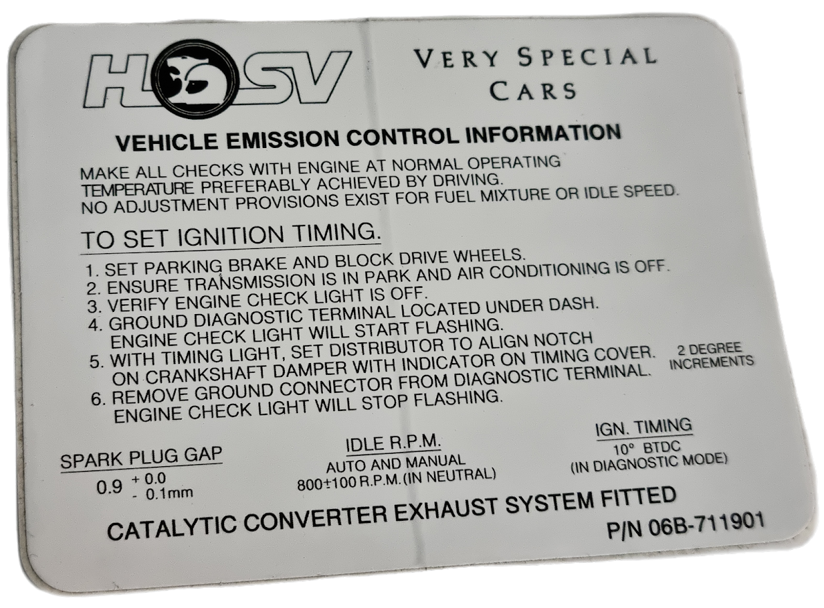 NOS HSV Senator GTS VR Engine Emission Decal Sticker 5.7L 06B-711901 ...