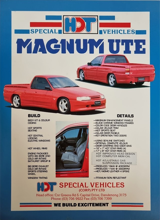 New Original VG Magnum By HDT Ute Sales Brochure A4 Flyer Special Vehicles